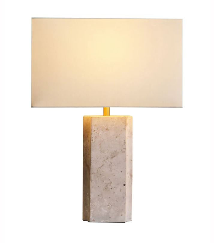 Classic Travertine table lamp - T. Gregory Imports